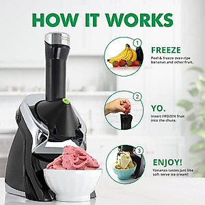 Yonanas 988BK Deluxe Vegan, Dairy-Free Frozen Fruit Soft Serve Maker, Includes 75 Recipes, 200 W, Black