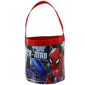 Marvel Spider-Man Boys Collapsible Nylon Gift Basket Bucket Tote Bag (One Size, Red/Blue)