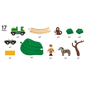 BRIO World - 33720 Safari Railway Set - Imaginitive Wooden Toy Train Set for Toddlers | Creative Play | Expansion Compatible |Safety Tested | Ideal for Kids Age 3 and Up