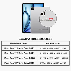 edaiser Swivel Keyboard Case for Apple iPad Pro 12.9 inch 6th Generation 5th 4th 3rd Gen; Wireless Rotatable Cover with Pencil Holder, Multi-Touch Trackpad, Backlit, Black