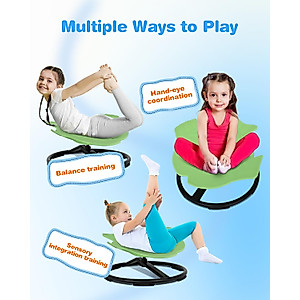 FAHKNS Spin Chair for Kids, Sensory Swivel Chair, Swivel Chair for Autism Kids Training Concentration, Outdoor and Indoor Non Slip Metal Base Sensory Chair Relieving Toddlers Sickness Symptoms