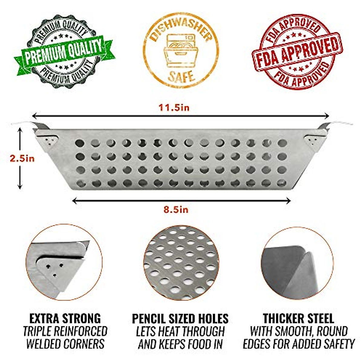 Homeflowz Heavy Duty Grill Basket – Large Vegetable Grill Basket for more Veggies - Stainless Steel Grilling Basket - Grill Baskets for Outdoor Grill -Perfect BBQ Basket for All Grills and Vegetable