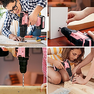 COMOWARE 171Pcs Home Tool Kit with Drill, Pink Drill Set for Women, Lady's Home Repairing Tool Kit with 20V Power Drill, with a Large-Capacity Tool Storage Bag