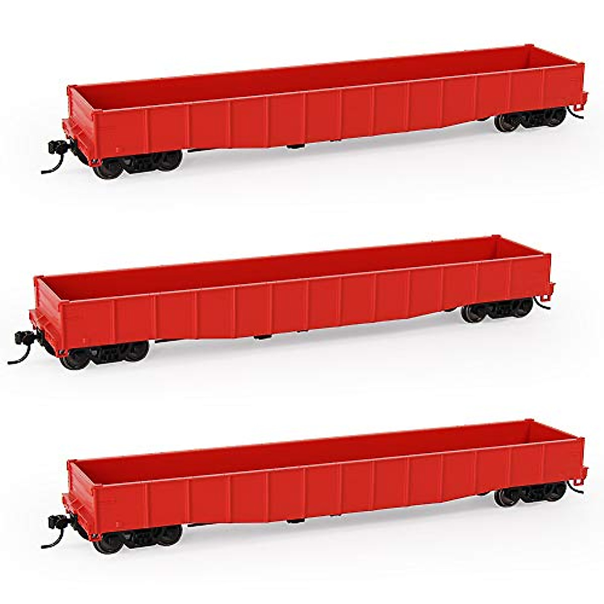 Evemodel C8743R 3pcs HO Scale 1:87 53ft Open Gondola Car Red Wagon Railway Transporter Model Train Container Carriage Freight Car
