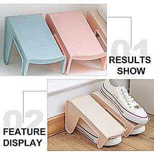 Veemoon 8pcs Rack% Bathroom Saving Organizer Multi- Holder Layer for Plastic Stands Blue Stacker Deck Shoes Stack Wall, Space Clo Slots Double Professional Stacker: Simple