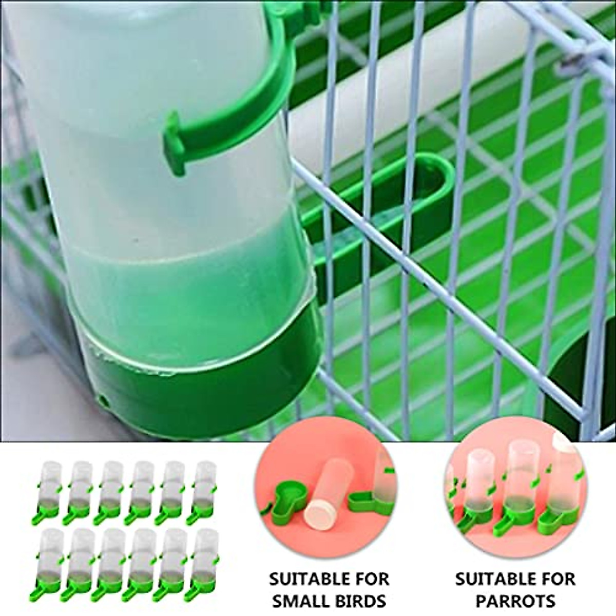Balacoo 20pcs Bird Feeder Water Dispenser for Cage Automatic Bird Water Food Feeder for Cage Pet Parrot Budgie Lovebirds Cockatiel Feeder Cup Bowl Dish and M