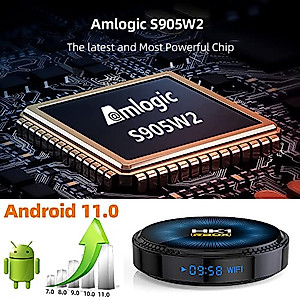 Xilibod Android 11 TV Box 2GB RAM 16GB ROM S905W2 Quad Core CPU G31 MP2 GPU H.265 Decoding 2.4G/5G WiFi Support BT 100M DLAN Smart TV Box - Model No.: HK1RBOX-W2 2GB 16GB