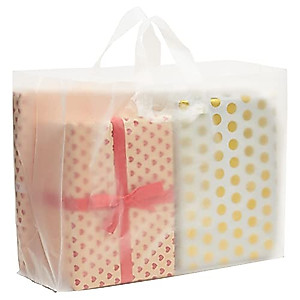 Stockroom Plus Frosted White Plastic Bags with Handles, Boutique Shopping Bags (16x12 In, 60 Pack)