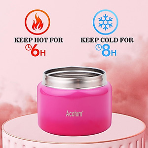 ACOTUM Insulated Thermo Food Jar for Kids - 12 Oz Capacity, Suitable for Hot & Cold Foods, Leak-Proof Vacuum Stainless Steel Design with Wide Mouth