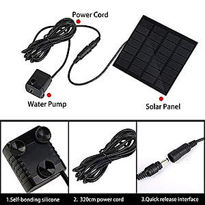n/a Solar Panel Powered Water Fountain Pool Pond Garden Water Sprinkler Sprayer with Water Pump & 3 Spray Heads