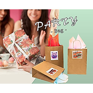 RACETOP Small Brown Kraft Paper Bags with Handles Bulk, 5.9"x3.2"x8.3" 100Pcs Small Brown Gift Bags, Mini Paper Bags, Gift Bags Bulk, Goodie Bag, Retail Bags, Gift Wrap Bags, Shopping Bags