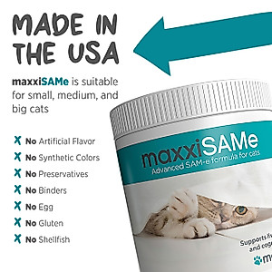 maxxipaws maxxiSAMe Advanced SAM-e Powder Supplement - Liver, Cognitive & Joint Support for Cats, 3.2oz