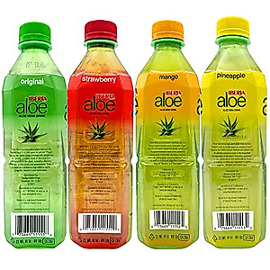 Iberia Aloe Vera Drink with Pure Aloe Pulp, Variety, (Pack of 8) 2 x Original, 2 x Mango, 2 x Pineapple, 2 x Strawberry