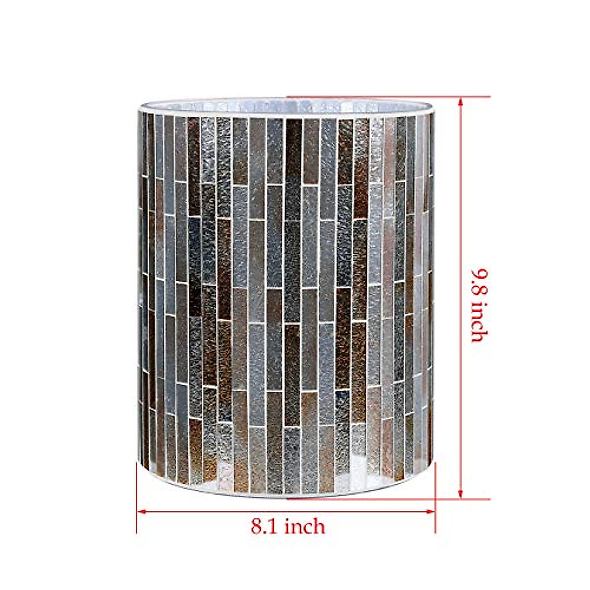 KMwares Decorative Wastebasket/Trash Can/Garbage Can for Home Accent, Kitchen, Bathroom Accessories, Office Decoration - Mosaic Glass
