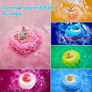 Aofmee Bath Bombs for Kids, Handmade Natural Bath Bombs with Surprise Inside, Shea Cocoa Butter Moisturize, Spa Fizzies Bath Bomb Kit, Birthday Christmas Holiday Gifts for Women, Girls, Boys