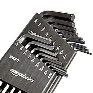 Amazon Basics Allen Wrench/Hex Key with SAE/Metric Sizes and 2 Storage Cases, Set of 36 Pieces