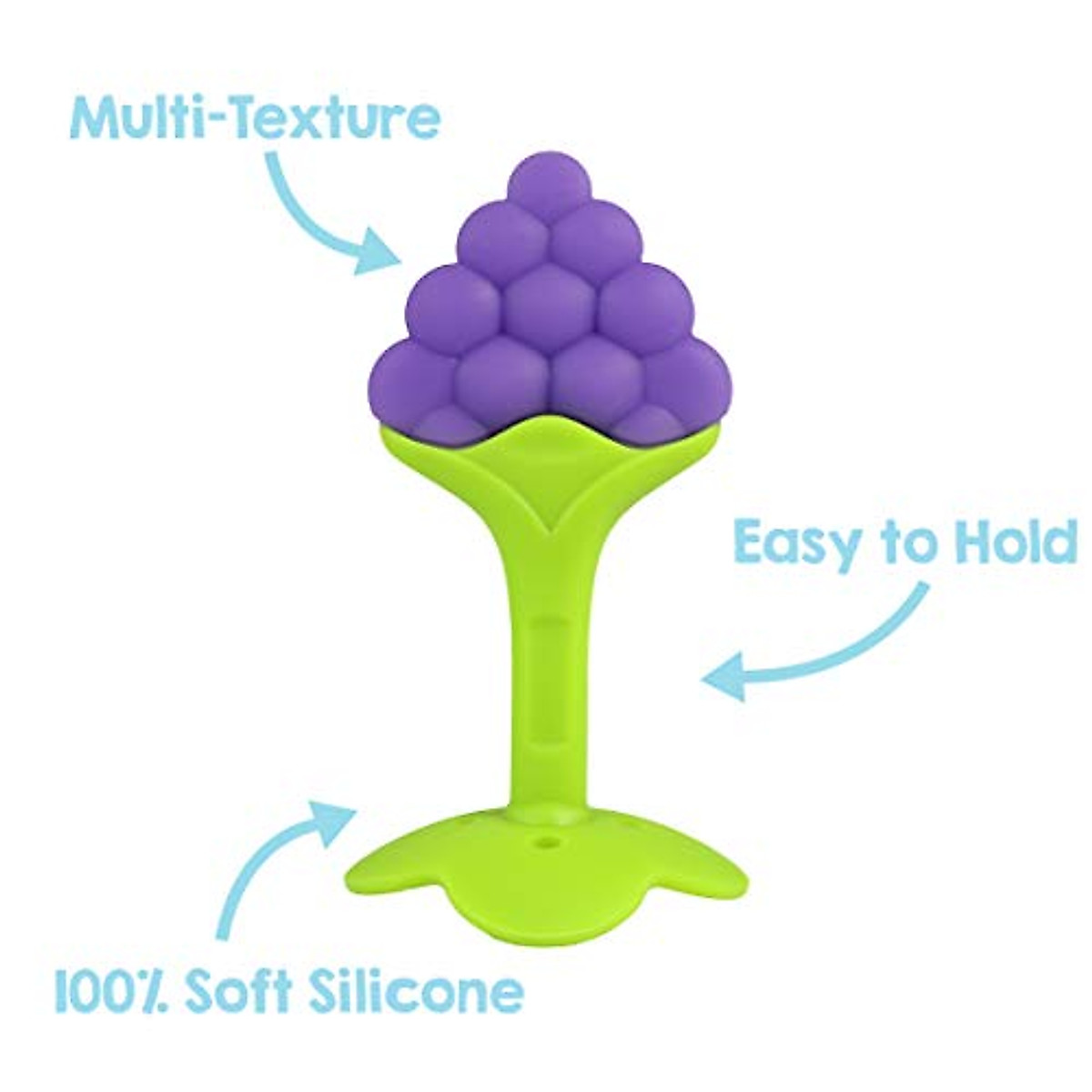 RaZbaby Infant & Baby Massager & Teether Toy 3-Pack, Fruit-Shaped Multi-Texture Teethers Soothe Sore Gums, Non-Toxic BPA-Free Food-Grade Silicone, Hands-Free & Easy to Hold, Safe to Freeze, 3M+