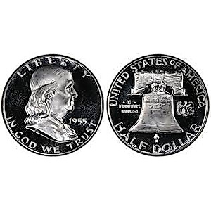 1955 Franklin Silver Proof Half Dollar Ungraded