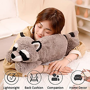 ARELUX Soft Raccoon Stuffed Animals:17.7in Raccoon Plush Cute Body Pillow Hug Sleeping Plushy Fluffy Wild Animal Toys Chair Decor Plushie Doll Gifts for Kids Girls Boys Toddler