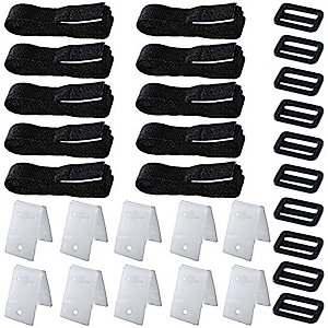 Gekufa Pool Cover Straps, Solar Cover Reel Strap kit for In-Ground Swimming Pools, Including 10 Nylon Straps with Hoop and Loop Tapes, 10 Fastener Plates, 10 Buckles