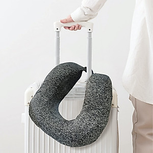 Truwelby Travel Pillow, Neck Pillow Memory Foam Neck Pillow for Travel, Airplane Travel Kit with 3D Contoured Eye Cover Earplugs Standard Airplane Pillow Cooling Travel Head Support Pillow