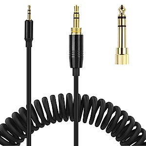 Toxaoii QC45 Coiled Audio Cable Cord Compatible with Bose QuietComfort QC 45, QC35 II, QC 35, OE2 OE2i Soundlink SoundTrue Headphone with 6.35mm Adapter for Guitar/Xbox One/ PS4 (4 to 16FT)