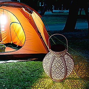 Outdoor Solar Lantern 2 Pack Hanging Solar Lanterns Waterproof Solar Lights with Handle, Outdoor Solar Garden Lights Decor for Yard Patio, White