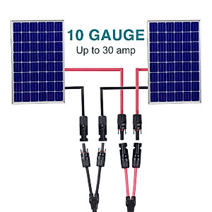 Solar Y Branch Connectors 40A, Solar Connectors with a Spanner, Solar Cable Parallel Adaptor Wire Plug Tool Kit for Solar Panel (2*M/FF+2*F/MM+ 2 Spanners)