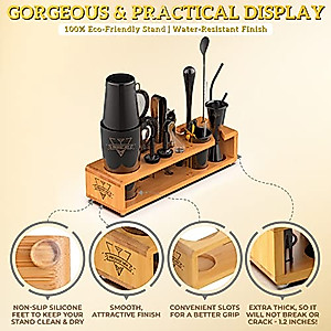 Mixology Bartender Kit: 20-Piece Boston Cocktail Shaker Set with a Bamboo Stand Bartending Kit for Drink Mixing | Perfect Cocktail Kit Black Bartender set | Ideal Cocktail Set for Home Bar Set Bar Kit