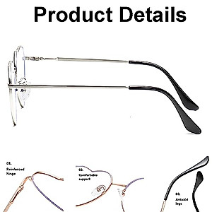 JOVAKIT Heart Shaped Blue Light Blocking Glasses for Women Fashion Vintage Lovely Style Metal Frame Eyeglasses (Silver)