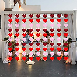6 Pack Heart Banner for Valentines Day Decorations-Felt,Red,Rose Red and Light Pink,| No DIY | Valentines Day Decor | Valentine's Day Mantle Decor | Heart Garland for Valentines Day Decorations