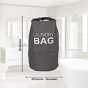 Kimmama 70L Waterproof Laundry Bag Backpack,Heavy Duty Laundry Bag with Strap,Dirty Clothes Organizer for Travel,Camping,College Dorm,Laundromat,Apartment (Grey)