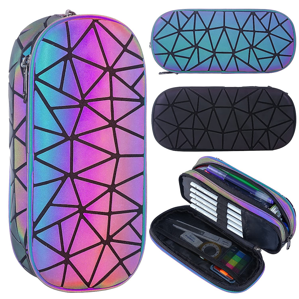 Qbily Large Capacity Pencil Case,Light Pencil Case Pouch Office School College Organizer Storage, High-Capacity Gel Pen Marker Pencil Pen Stationery Case,Purple,Small