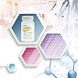 Normal Saline 100 mL. 0.9% Sodium Chloride. Case of 48 Irrigation Solutions for Irrigation of Devices. Sterile Wound Care Solution Bottle. DO NOT Ship to California