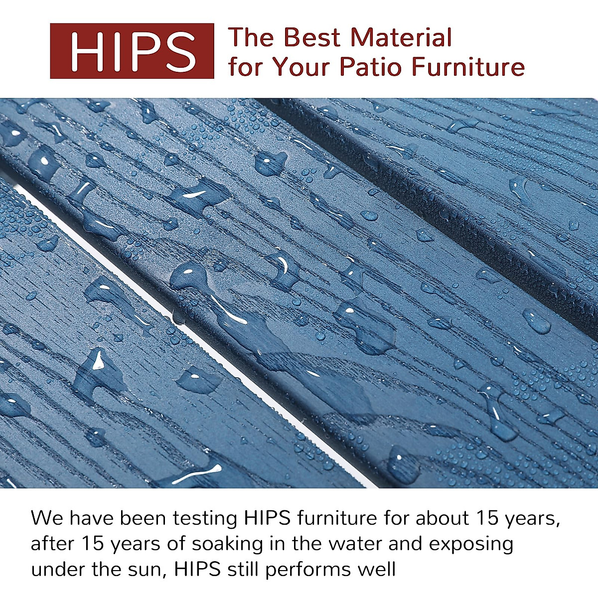 Stoog Oversized Patio Bench & Chairs Set, All-Weather Outdoor Furniture Set, Include 2 Patio Chairs and 1 Patio Bench, for Porch, Backyard, Lawn, Pool and Deck, Blue