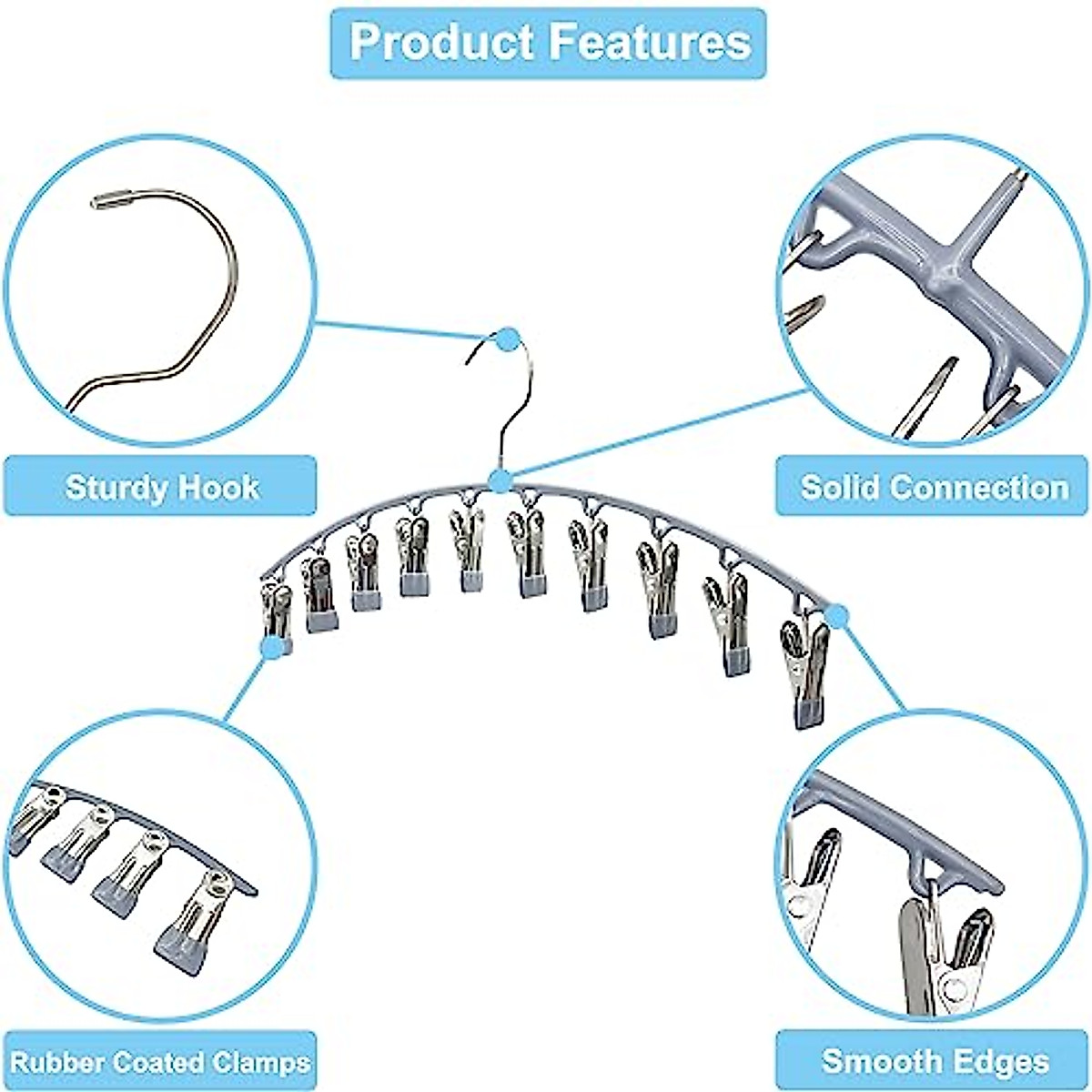 Pant Hangers with Clips, 20 Pack Metal Pants Hangers Space Saving Skirt Hangers for Women, Non Slip Adjustable Heavy Duty Clip Hangers for Pants, Jeans, Trousers, Skirts, Shorts, Socks