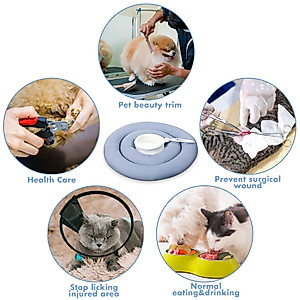 Abbylike Cat Cone Collar and Surgical Recovery Suit Set Cat Neck Donut Collar Soft Elizabeth Recovery Collar Cone E Collar Alternative for Small Pets Dog Kitten Puppy After Surgery Wear (X-Large)