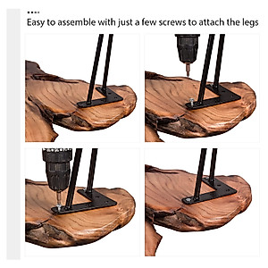 BTEOBFY Natural Wood Coffee Table with Clear Lacquer Finish and Metal Hairpin Legs for Living Room - 16" Tall - Mesa de Centro para Sala