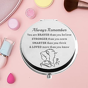 KEYCHIN Beauty Beast Movie Pocket Mirror Princess Belle Fans Gifts Always Remember You are Braver Stronger Smarter Than You Think Compact Makeup Mirror for Women Girls Teenagers (Beauty Beast Mirror)
