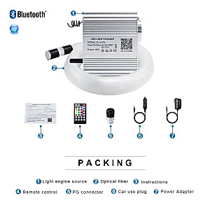 AKEPO 10W Twinkle Fiber Optic Lights kit APP Control with Music Mode for Star Ceiling Sky Light Car Home Use, RGBW Light Engine+Optical Fiber Cable 460pcs of 9.8ft/3m(0.03+0.04+0.06in)+28key Remote