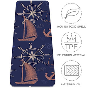 REJOON Sailboat PatternYoga Mat Thick Non Slip Yoga Mats for Women&Girls Exercise Mat Soft Pilates Mats
