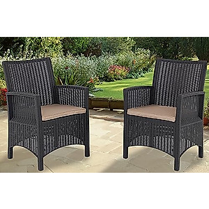 yoyomax Patio Furniture Set Clearance, Outdoor Rattan Chair for Garden, Porch, Yard, Backyard, Poolside-Black, 2PCS