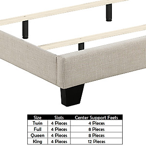 Rosevera Issac Bed with Signature Design Adjustable Headboard and Button Tufting Bed Frame,Queen,Classic Beige