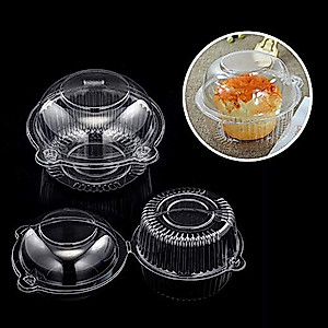 Cupcake Holders Individual,50 PC Cupcake Containers Disposable Clear Plastic Single Muffin Dome Holders Cases Individual Cupcake Boxes Bulk (white, 50 pcs)