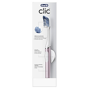 Oral-B Clic Toothbrush, Rose, with Brush Head and Magnetic Toothbrush Holder