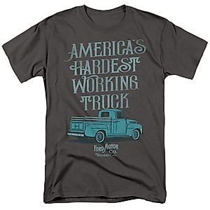 Ford Vintage Hardest Working Truck Unisex Adult T Shirt,Charcoal, X-Large