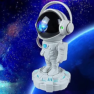 Lopeceal Space Astronaut Projection Moon Nebula Galaxy Projector Night Light Remote Control Timing Rotation Magnetic Head Brightness Adjustable for Bedroom Home Decor White