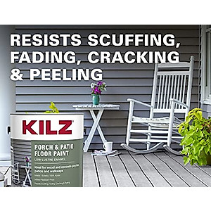 KILZ Low-Lustre Enamel Porch & Patio Latex Floor Paint, Interior/Exterior, Slate Gray, 1 Gallon