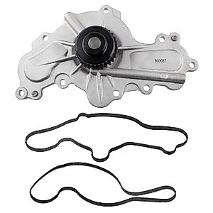 BOXI Engine Water Pump w/Double-Row Sprocke & Gasket Fit for Ford Edge Explorer Flex 2011-2019 / for Lincoln Continental MKS MKT MKX MKZ 2011-2019 / V6 3.5L 3.7L / Replace# 252-955 19326227