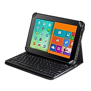Navitech 7" Faux Leather Micro USB Keyboard Case / Cover including Built In stand & Stylus Pen Compatible With The RCA 7 Voyager